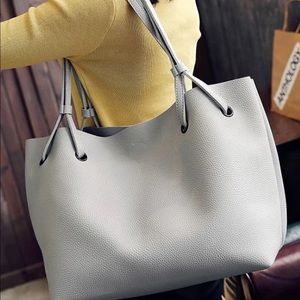 Bags | Gray Tote Bag With Matching Clutch | Poshmark